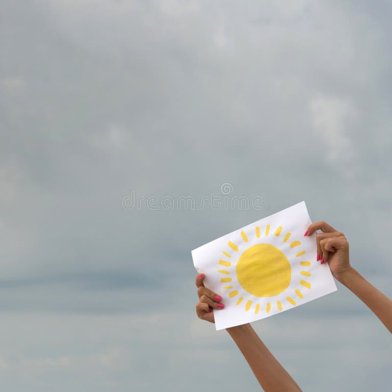 Sheet of Paper with Sun Image Against Overcast Sky Stock Image - Image ...