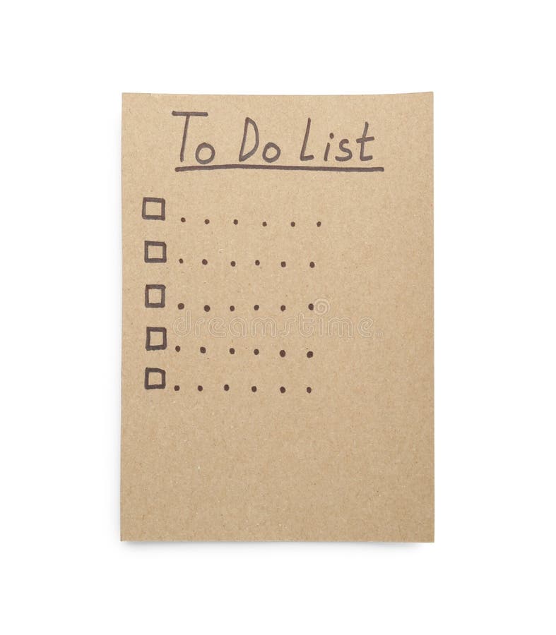 Sheet of Paper with Unfilled To Do List and Checkboxes on White ...