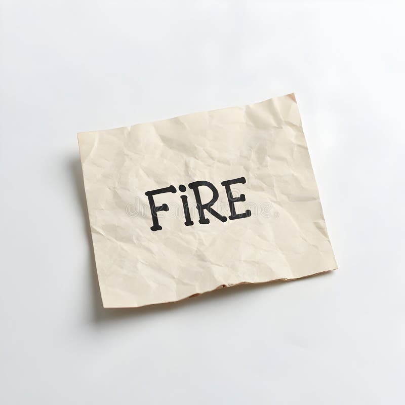 Paper with Fire Text Isolated on White Background Stock Illustration ...