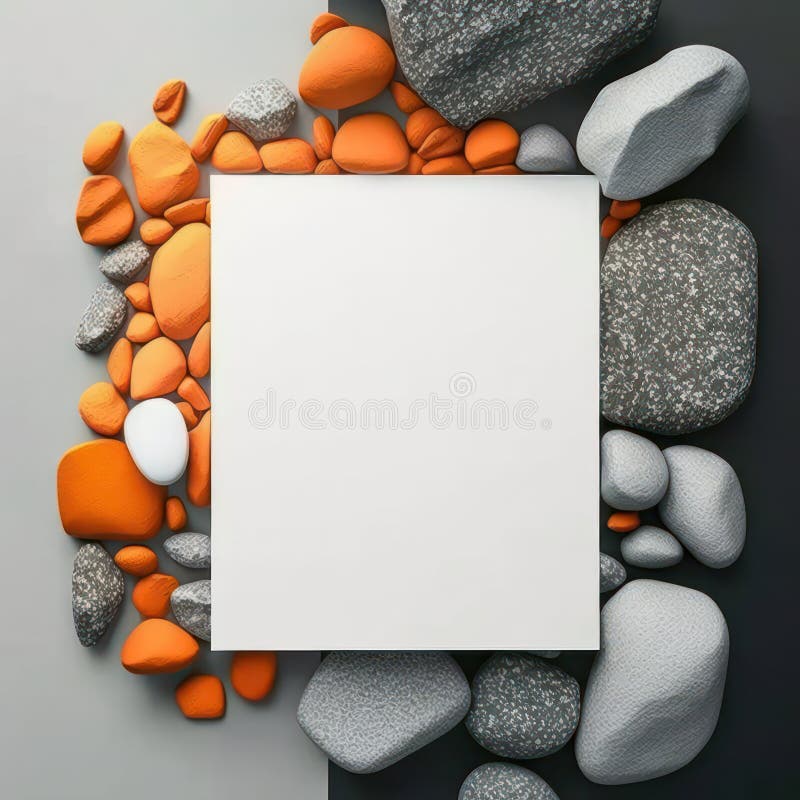 Sheet of Papper Background Mockup, Fiery Pebbles and Rocks AI ...