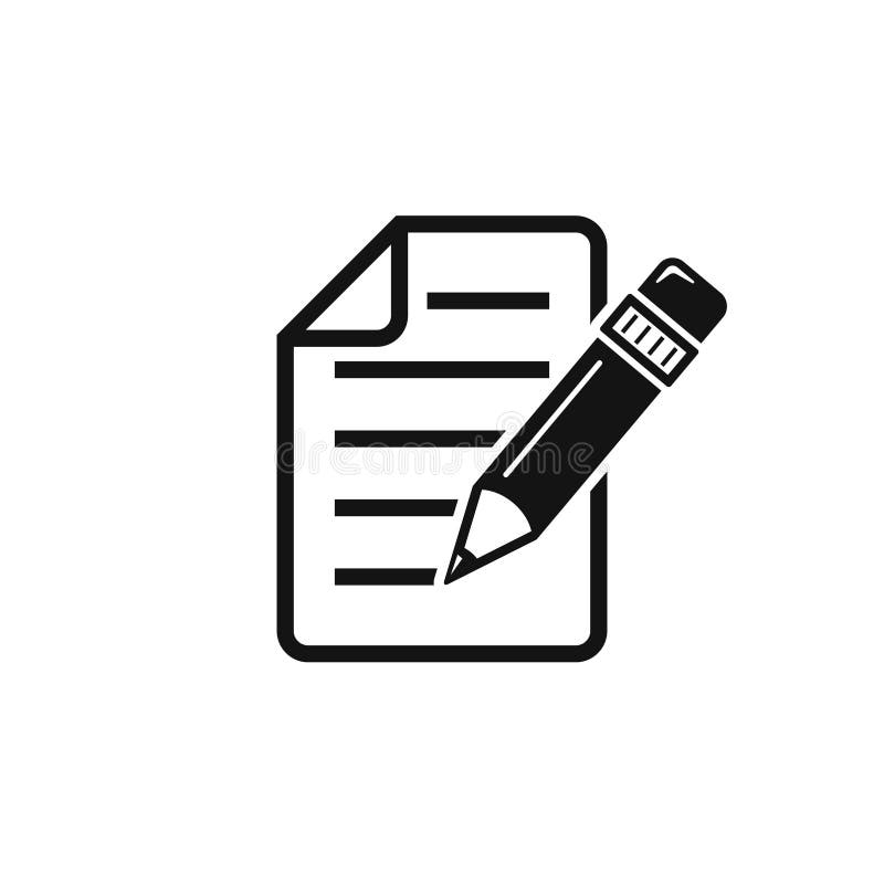 Sheet and Pencil Icon. Vector Planning Illustration Isolated on White ...