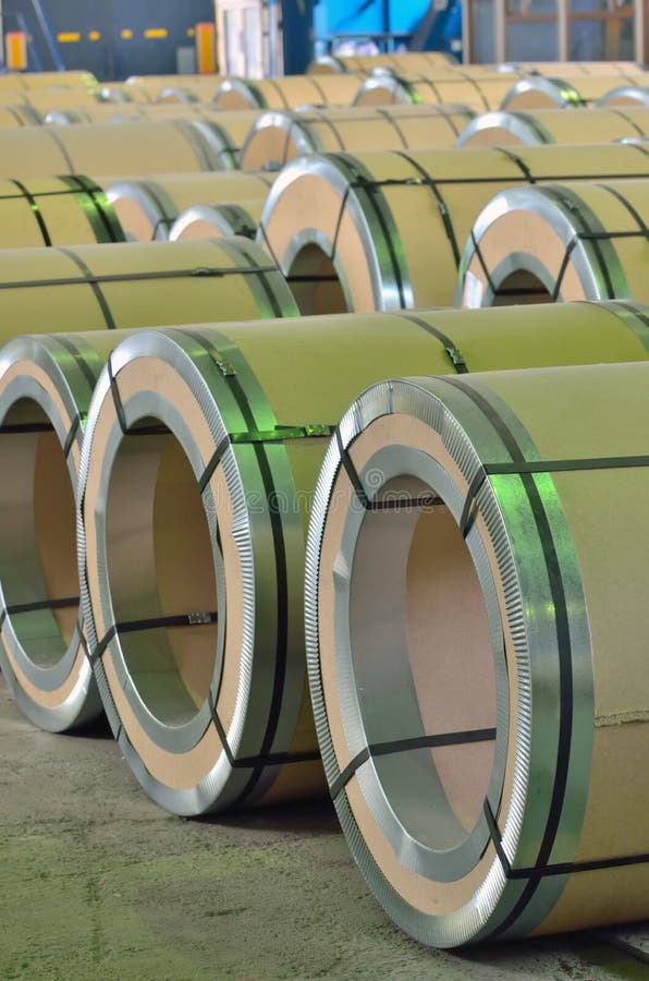Sheet Rolls in Warehouse on Stack Stock Photo - Image of metallic ...