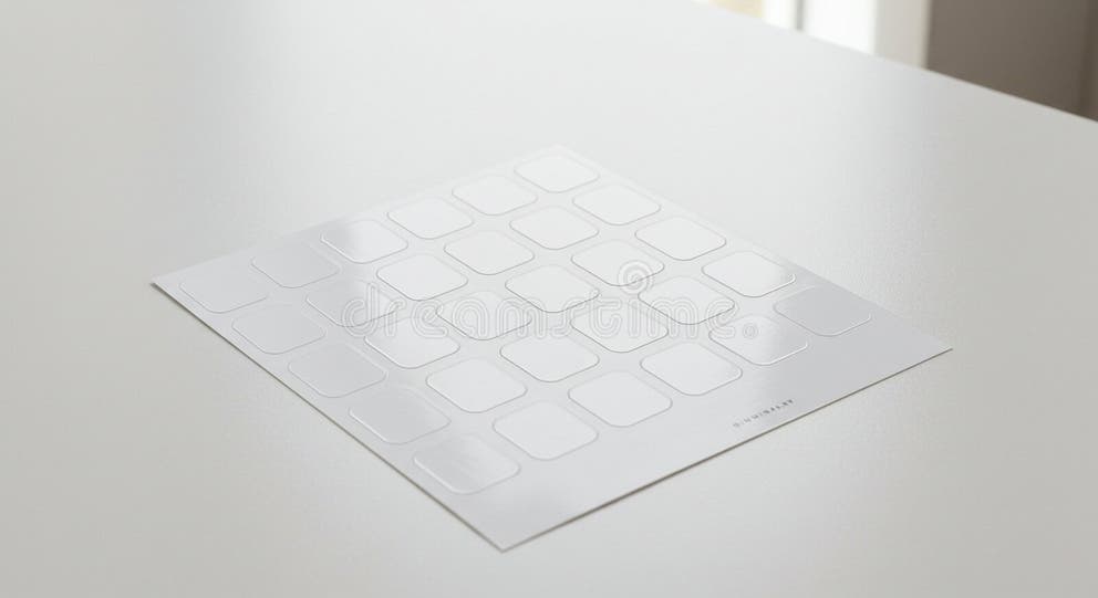 A Sheet of Round-cornered, Rectangular Clear Adhesive Stickers ...