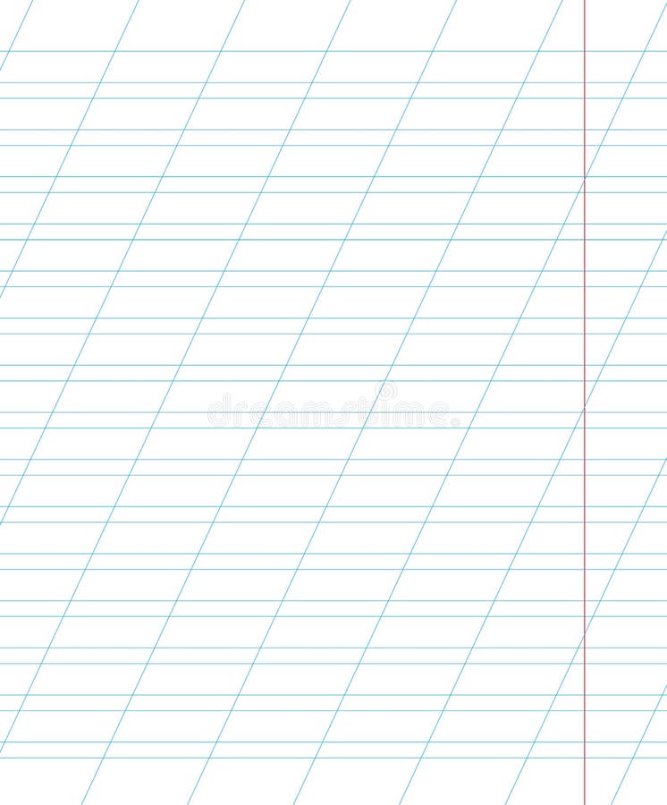 A Sheet of School Notebook in a Ruler with a Slanting Line. School ...