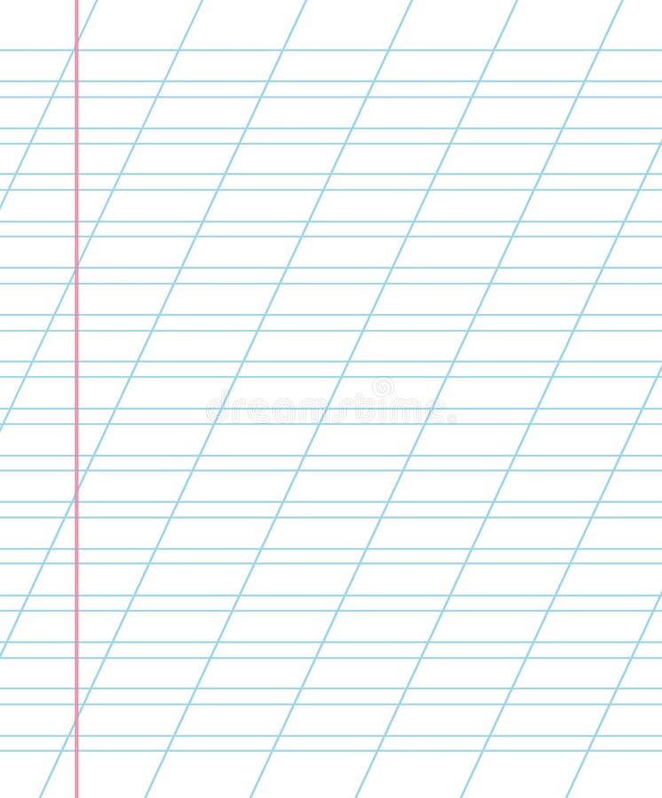 A Sheet of School Notebook in a Ruler with a Slanting Line. School ...