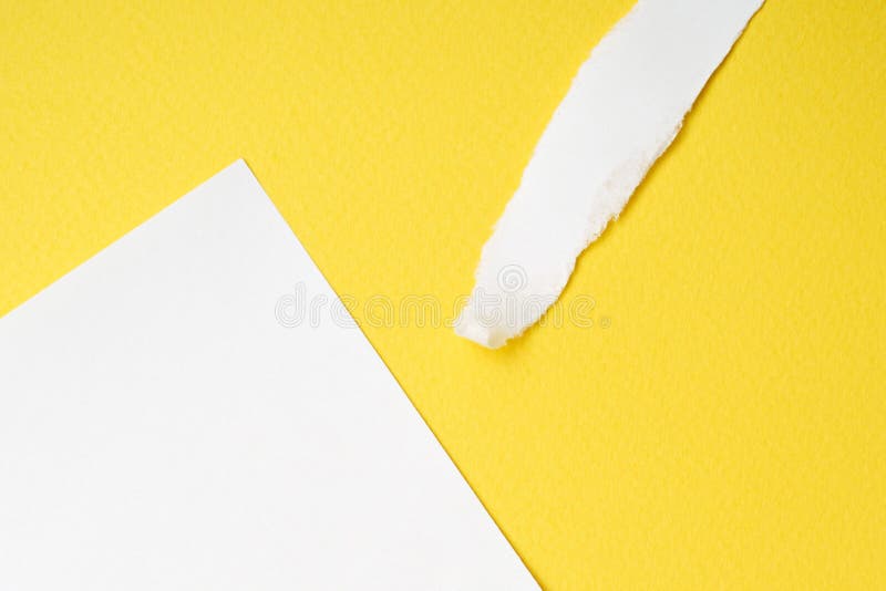 Sheet and Scrap of White Paper on a Yellow Paper Background. Stock ...