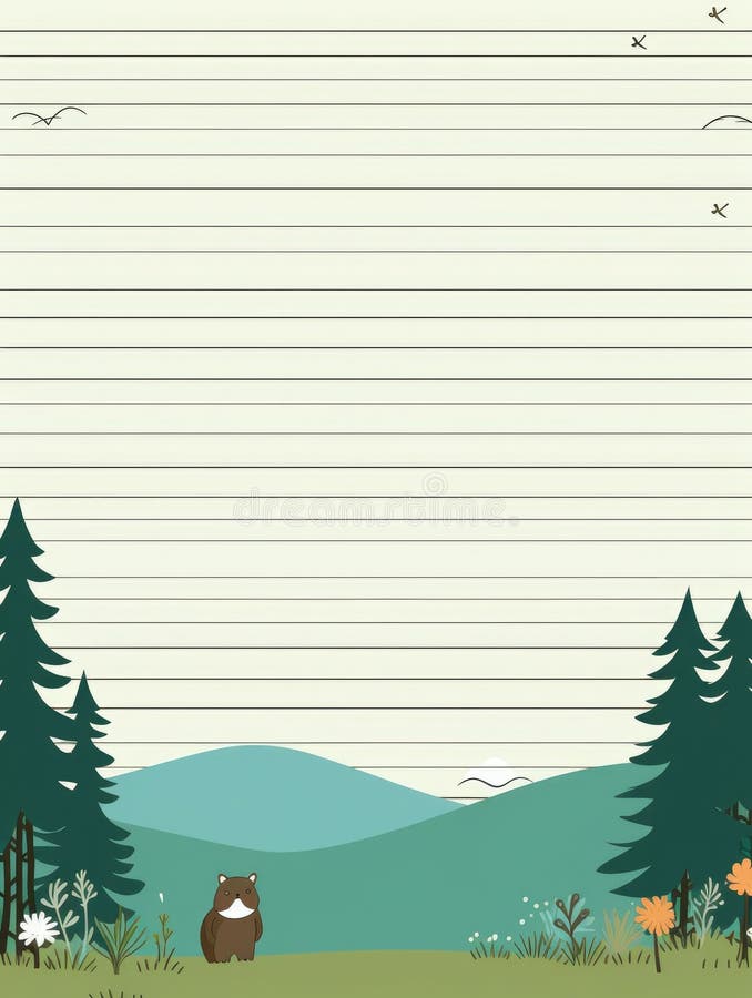 Sheet Template for Notebook Bears in the Forest Cartoon Notepad Diary ...