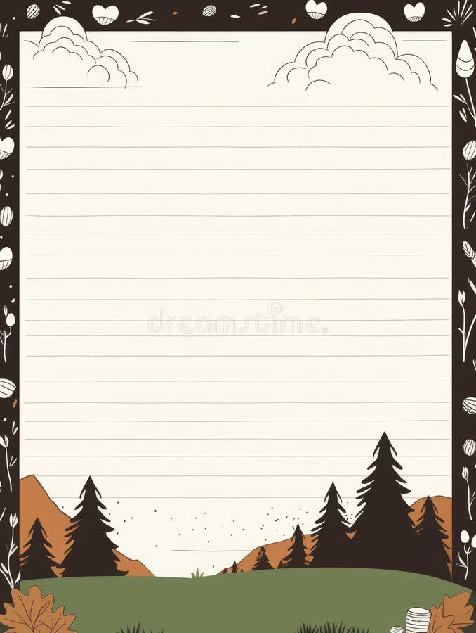 Sheet Template for Notebook Cute Animals in the Forest Cartoon Notepad ...