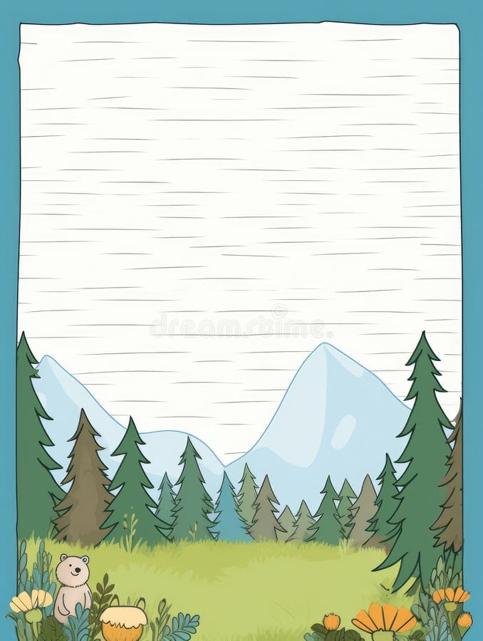 Sheet Template for Notebook Cute Animals in the Forest Cartoon Notepad ...