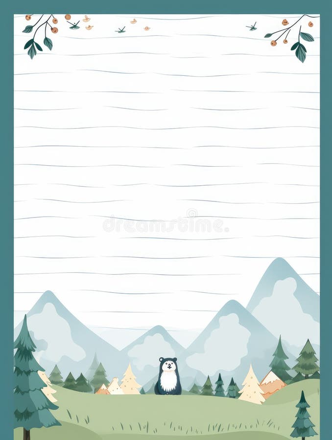 Sheet Template for Notebook Cute Animals in the Forest Cartoon Notepad ...