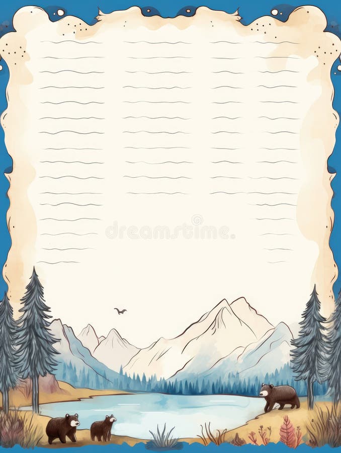 Sheet Template for Notebook Cute Animals in the Forest Cartoon Notepad ...