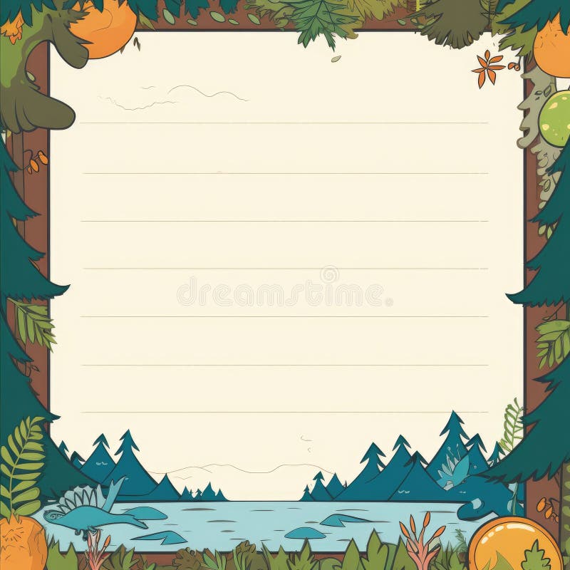 Sheet Template for Notebook Cute Animals in the Forest Cartoon Notepad ...