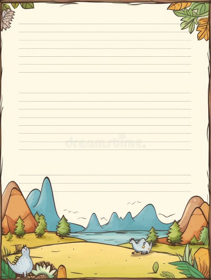 Sheet Template for Notebook Cute Animals in the Forest Cartoon Notepad ...