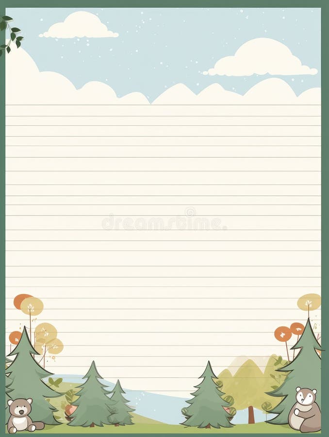Sheet Template for Notebook Cute Animals in the Forest Cartoon Notepad ...