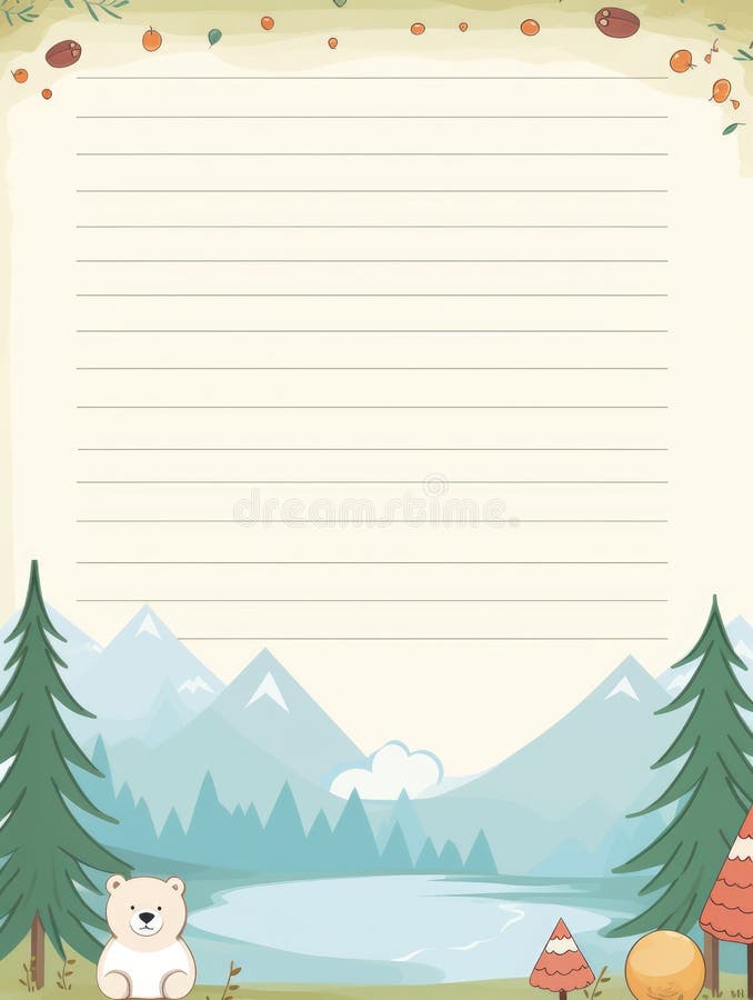 Sheet Template for Notebook Cute Animals in the Forest Cartoon Notepad ...