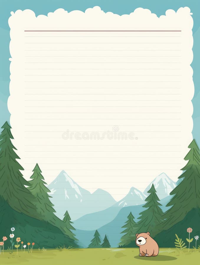 Sheet Template for Notebook Cute Animals in the Forest Cartoon Notepad ...