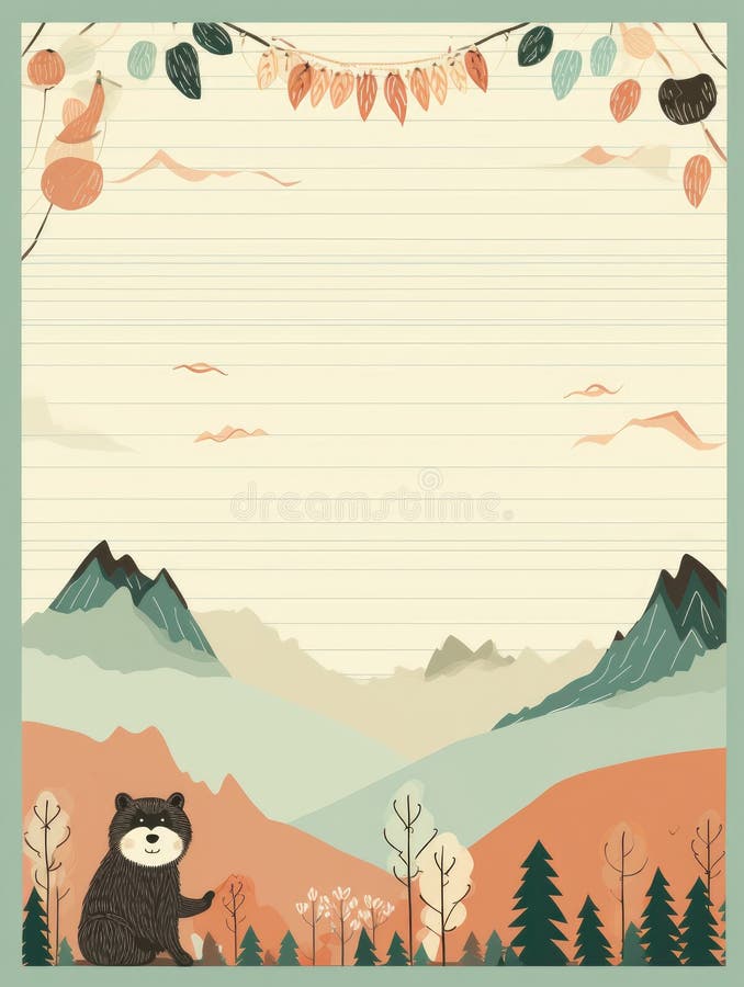 Sheet Template for Notebook Cute Animals in the Forest Cartoon Notepad ...