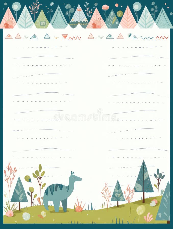Sheet Template for Notebook Cute Animals in the Forest Cartoon Notepad ...