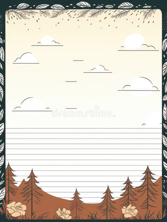 Sheet Template for Notebook Cute Animals in the Forest Cartoon Notepad ...