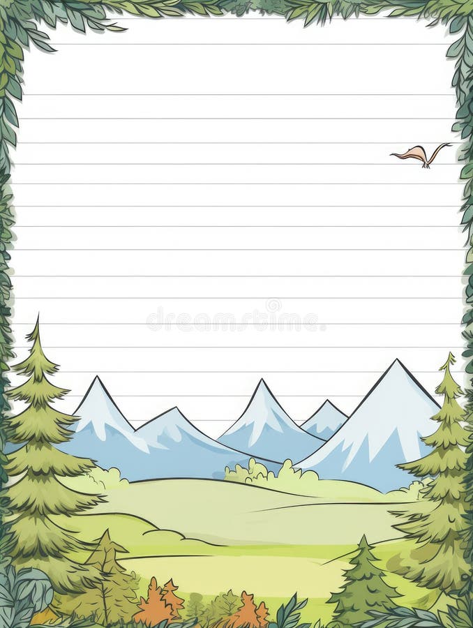 Sheet Template for Notebook, Cute Animals in the Forest, Cartoon ...