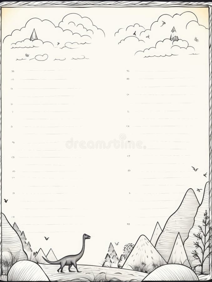 Sheet Template for Notebook Dinosaurs in the Forest Cartoon Notepad ...