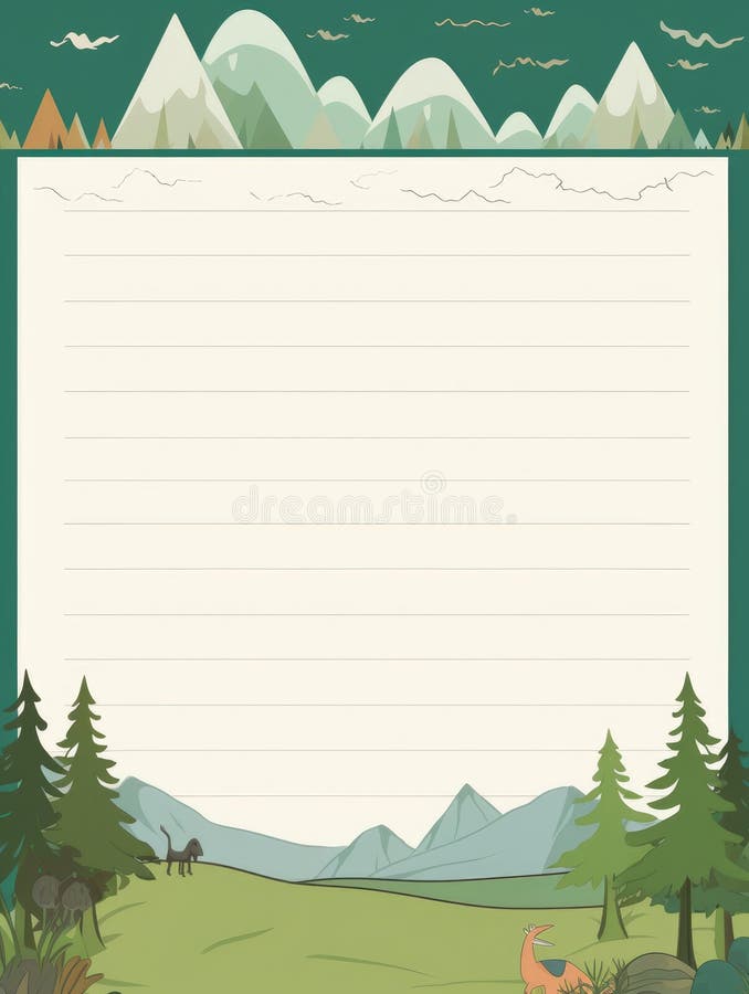 Sheet Template for Notebook Dinosaurs in the Forest Cartoon Notepad ...