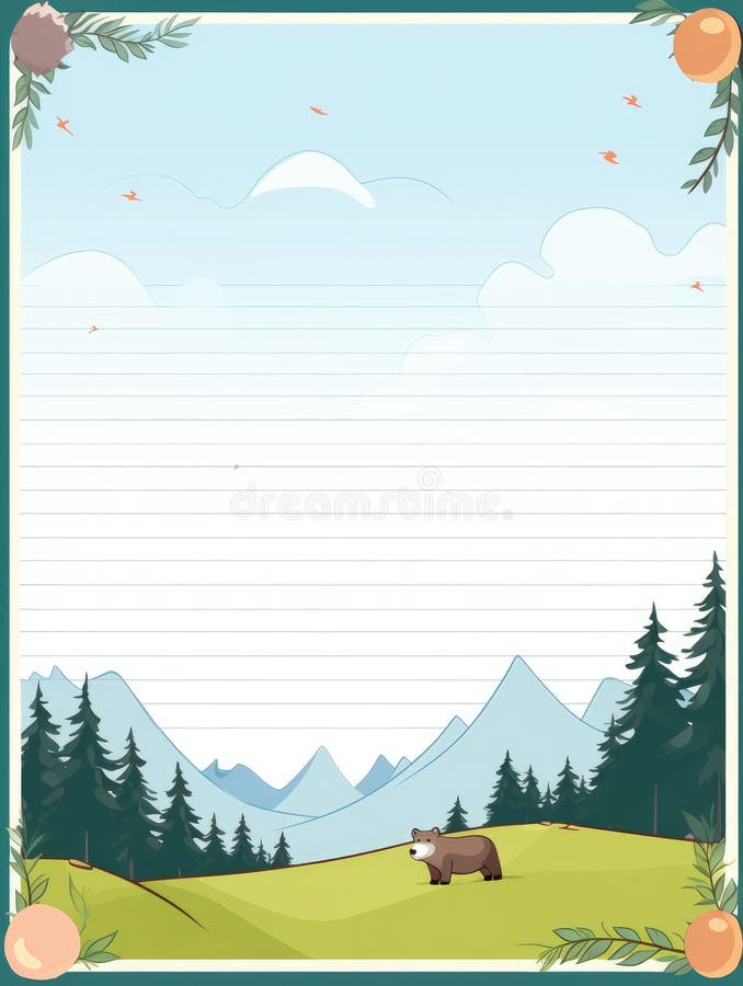 Sheet Template for Notebook, Dinosaurs in the Forest, Cartoon, Notepad ...