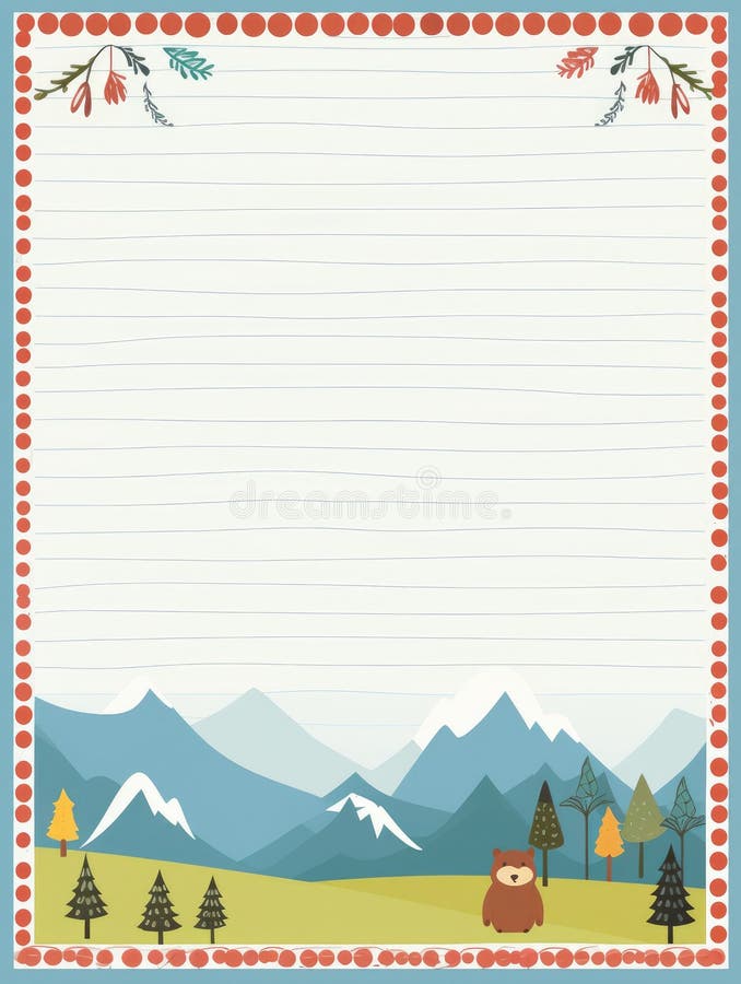 Sheet Template for Notebook, Dinosaurs in the Forest, Cartoon, Notepad ...