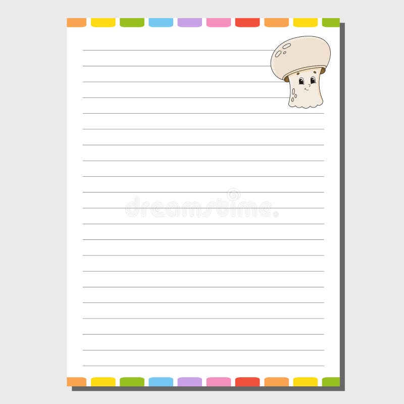 Sheet Template for Notebook, Notepad, Diary. Funny Character. Isolated ...