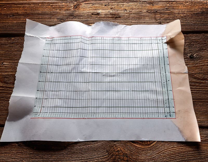 A Sheet of Torn Graph Paper with Precise Geometric Lines Placed Atop a ...