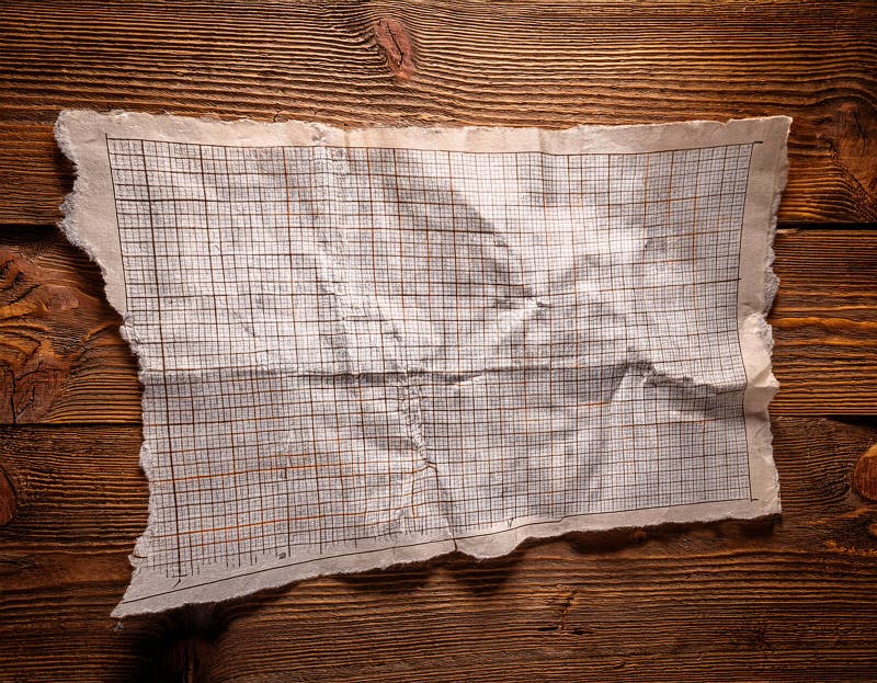 A Sheet of Torn Graph Paper with Precise Geometric Lines Placed Atop a ...