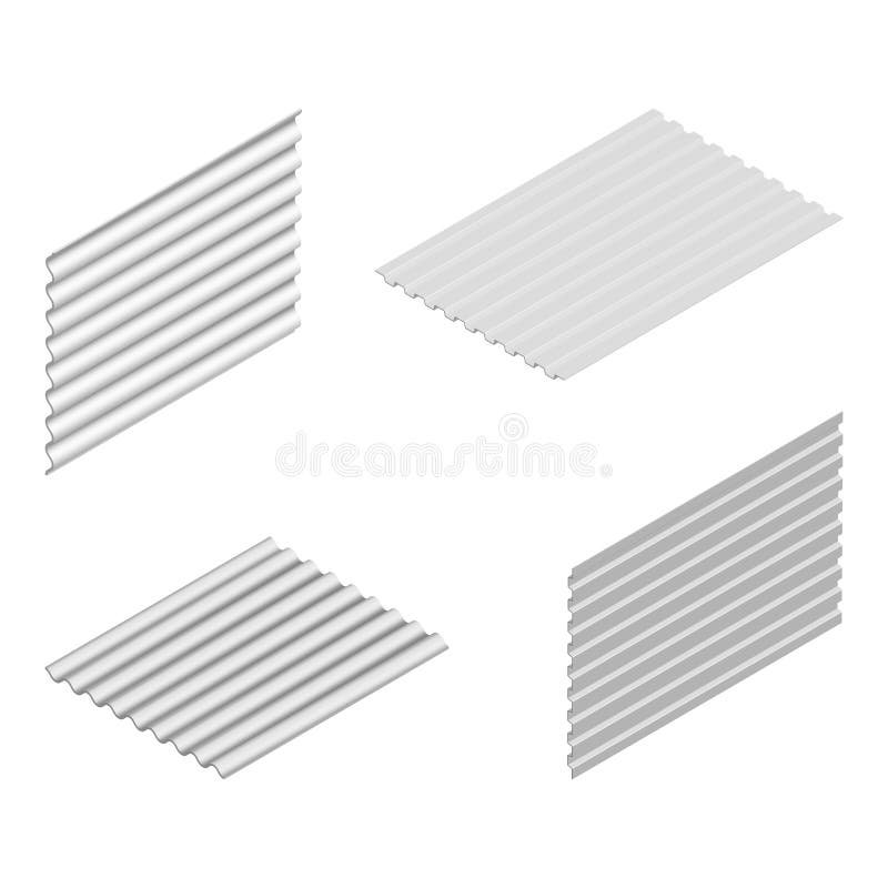 Sheet of Wave Slate and Steel Profile in Isometric, Vector Illustration ...