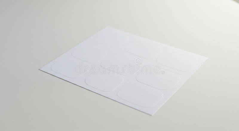 A Sheet of White Adhesive Labels on a Flat Surface. the Sheet Contains ...