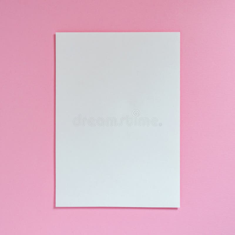 Sheet of White Paper on a Pink Background Stock Image - Image of ...