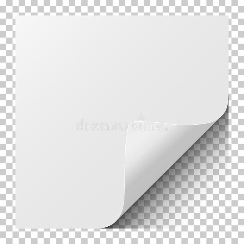 Sheet of White Paper with Curled Corner and Soft Shadow. Element for Ad ...