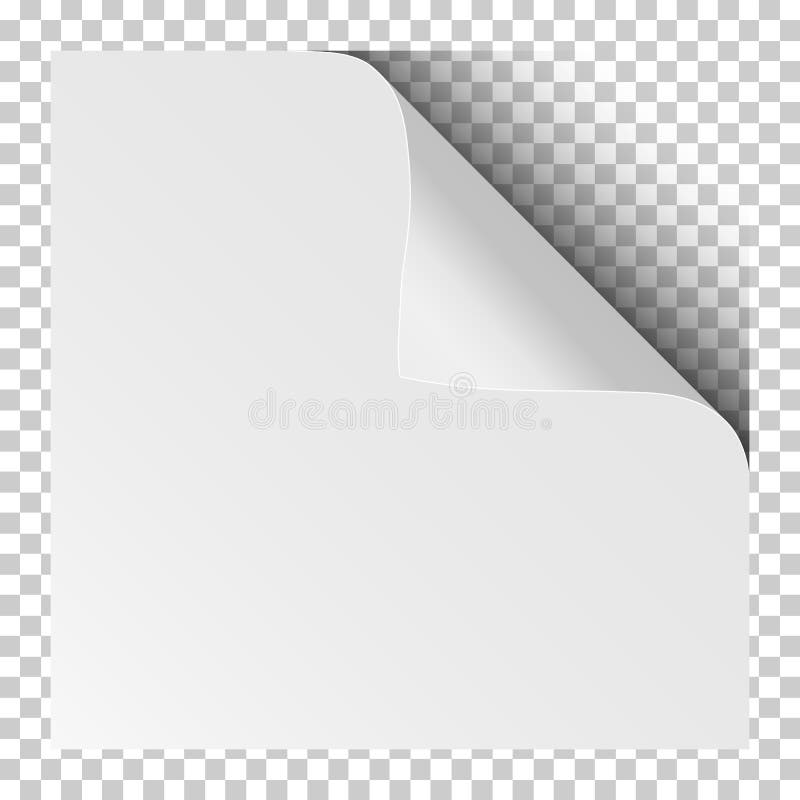 Sheet of White Paper with Curled Corner and Soft Shadow. Element for Ad ...