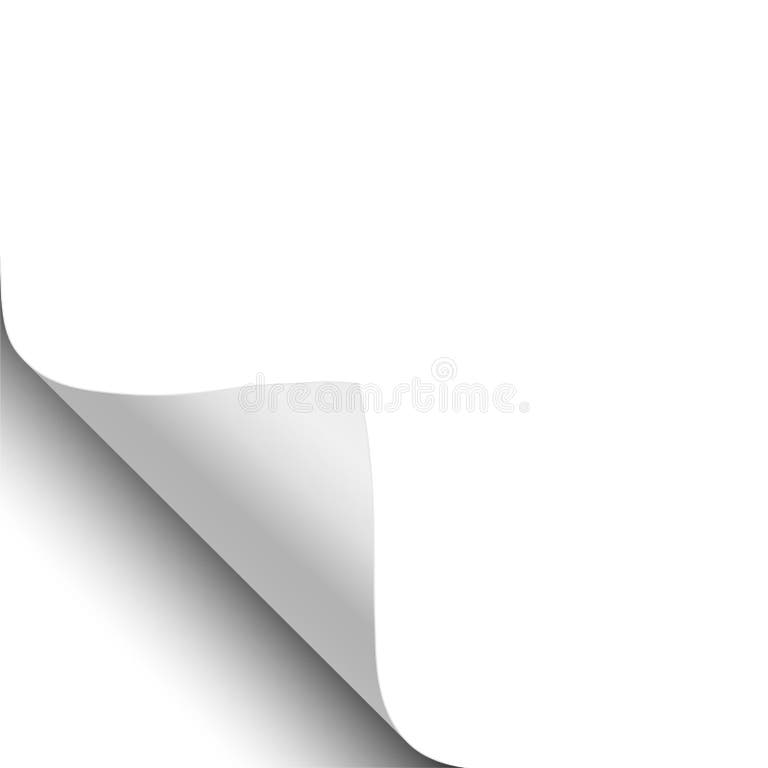 Sheet of White Paper with Curled Left Lower Corner. Template Paper ...