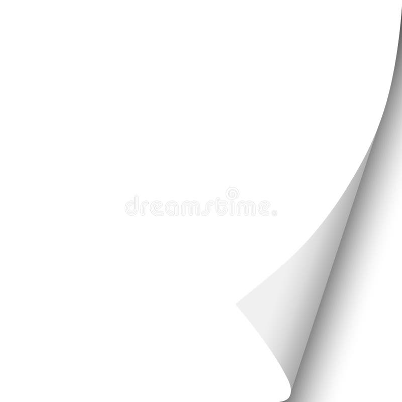 Sheet of White Paper with Curled Lower Right Corner. Vector Paper ...