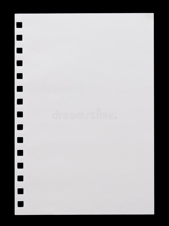A Sheet of White Paper with a Perforation from a Notebook, Isolated on ...