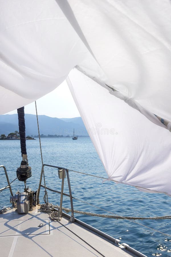 Sheet and yacht stock photo. Image of furling, aegean - 33507462