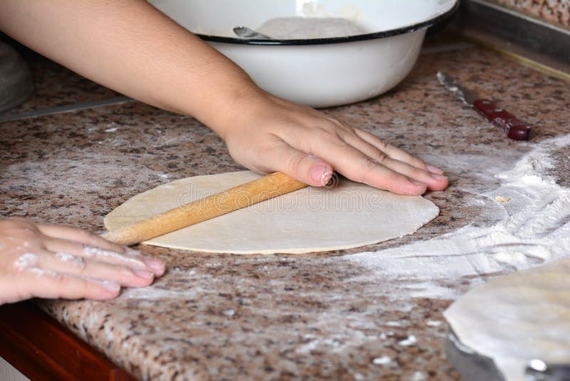 Sheeting the Dough with a Rolling Pin Stock Photo - Image of bakery ... Sheeting the Dough with a Rolling Pin Stock Photo - Image of bakery ...