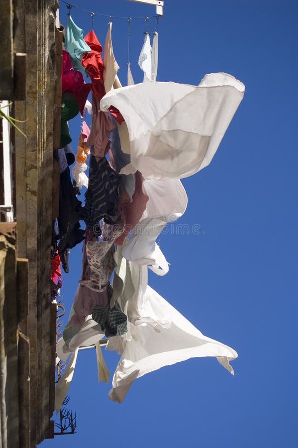 Sheets and Clothes Drying in the Wind Stock Photo - Image of havana ...