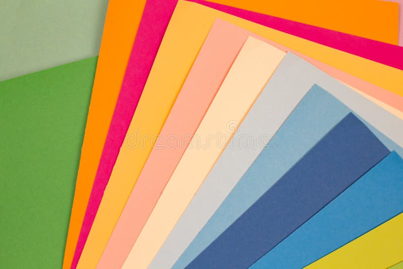 Sheets of Colored Paper. Many Colored Sheets of Paper are Laid Out in ...