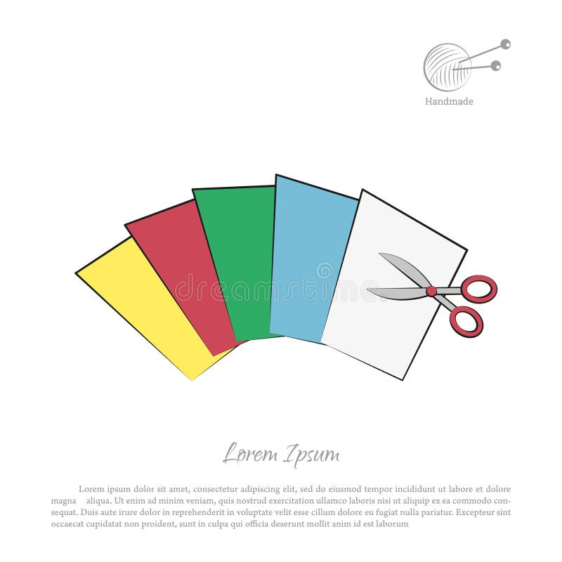 Sheets of Colored Paper and Scissors. Handmade Products Icon Stock ...