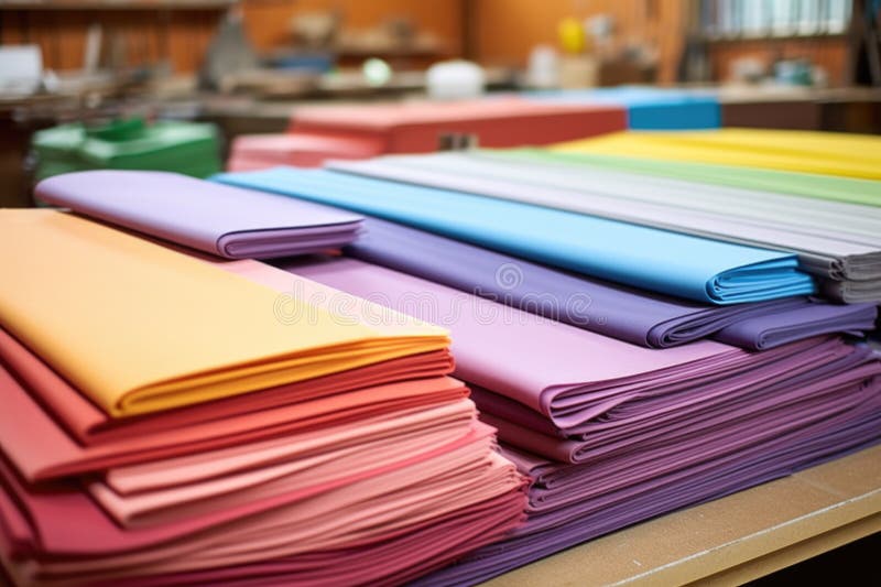 Sheets of Construction Paper Going through the Drying Process Stock ...