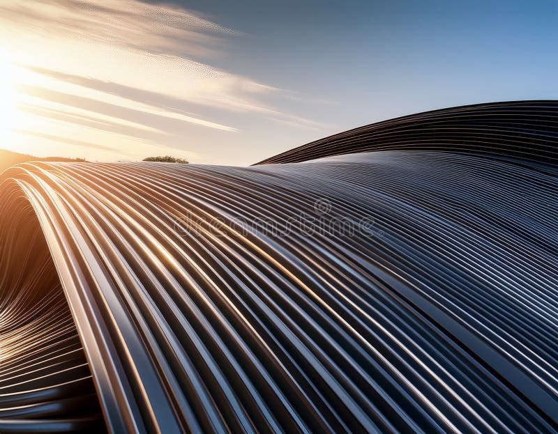 Sheets of Corrugated Metal Overlapping, Creating a Wave-like Pattern ...