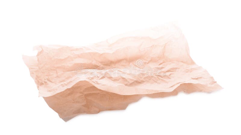 Sheets of Crumpled Baking Paper Isolated on White Stock Image - Image ...
