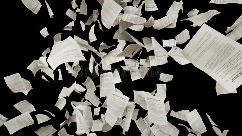 Sheets Documents Falling. Cinematic 3d Rendering Animation Stock Video ...