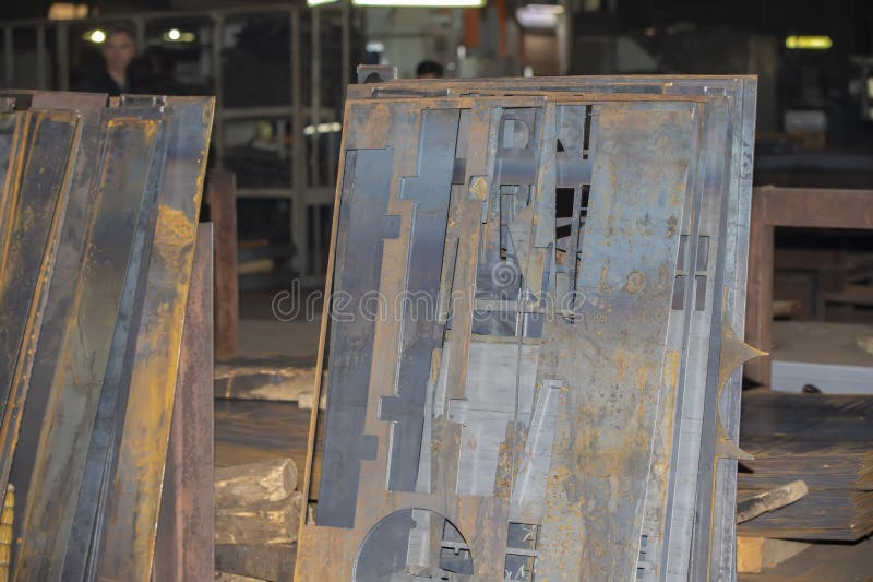 Sheets of Metal and Blanks in the Workshop of a Metallurgical Plant ...