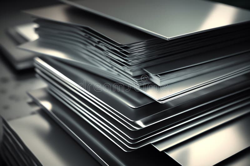Sheets of Metal in a Stack in a Warehouse. Stainless Steel Sheets on ...